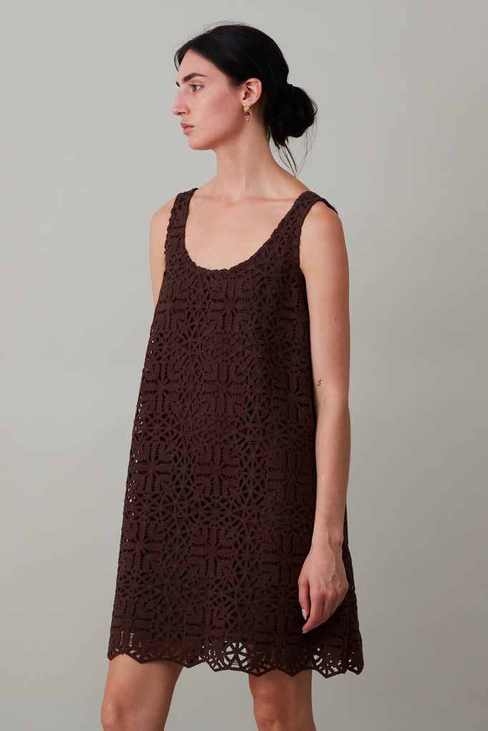 JEANINE DRESS | CHOCOLATE COTTON LACE – CARON CALLAHAN