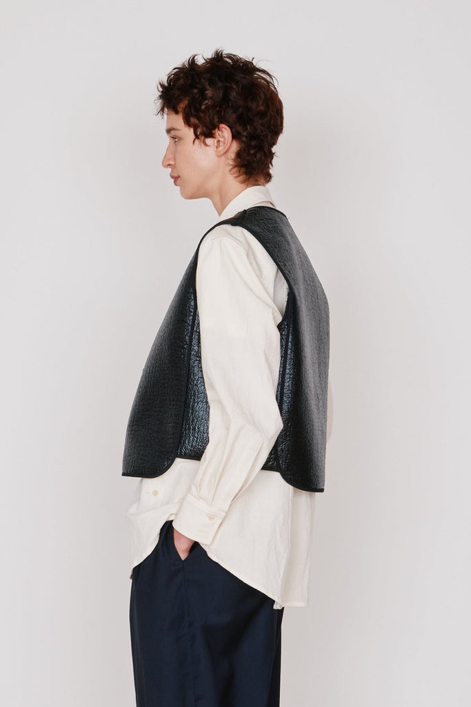 BILLIE VEST | BLACK PATENT WOOL – CARON CALLAHAN