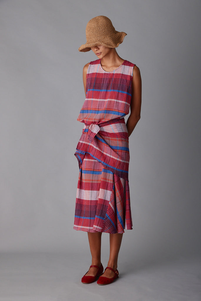 MARA DRESS | RED MADRAS PLAID – CARON CALLAHAN